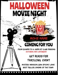 Halloween Movie Night Flyer Template | PosterMyWall