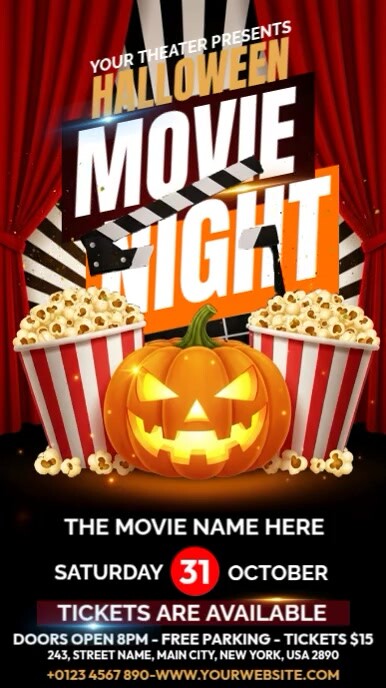 Halloween Movie Night Template | PosterMyWall