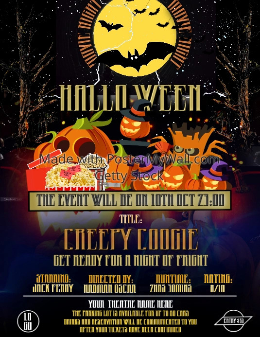 Halloween Movie Night Flyer Template | PosterMyWall