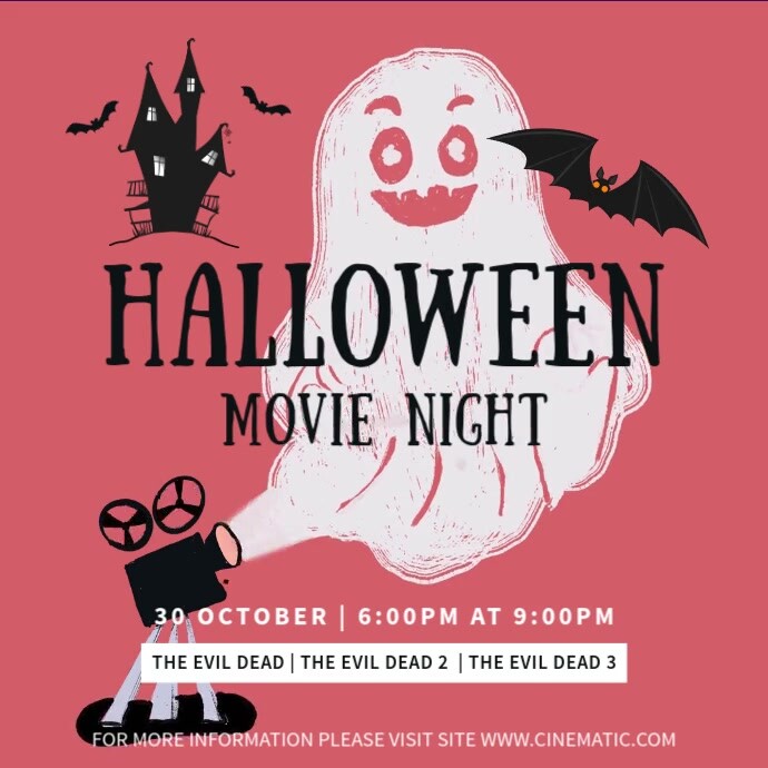 Halloween movie night invite template | PosterMyWall