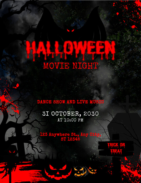 Halloween Movie Night Poster Template | PosterMyWall