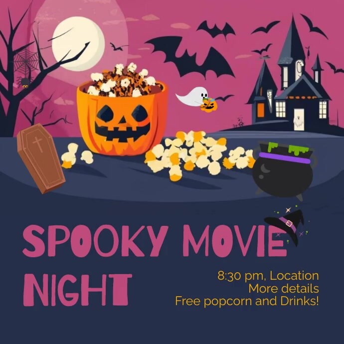 Plantilla de Halloween movie night Poster | PosterMyWall