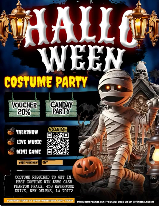 Halloween Mummy Costume Party Night Template | PosterMyWall