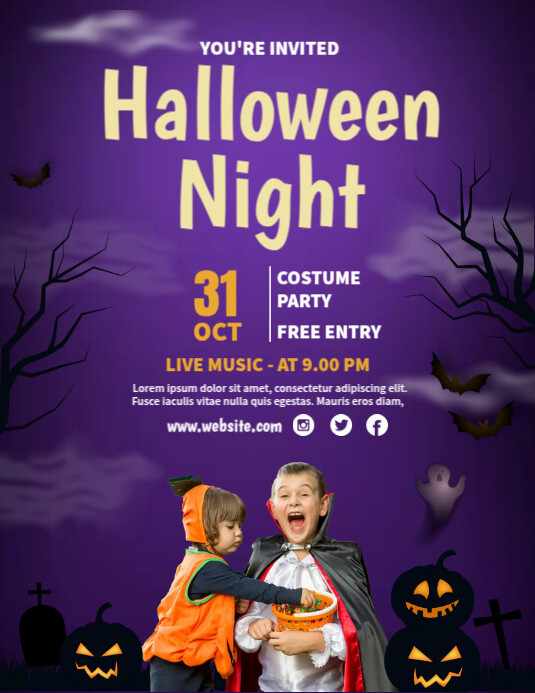Plantilla de Halloween Night Ads | PosterMyWall