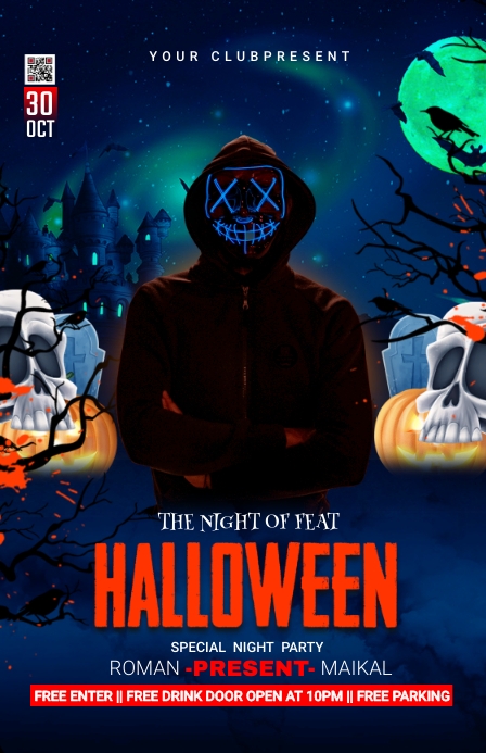 Plantilla de De Diseño de Anuncio de Fiesta de Noche de Halloween ...