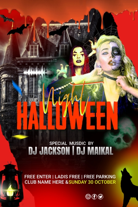 Plantilla de De Diseño de Anuncio de Fiesta de Noche de Halloween ...