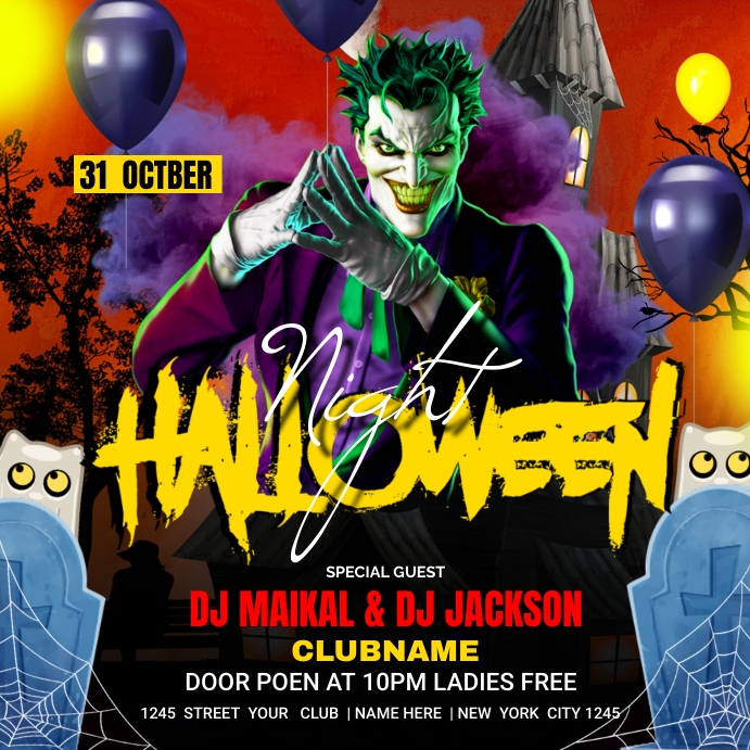 Plantilla de De Diseño de Anuncio de Fiesta de Noche de Halloween ...