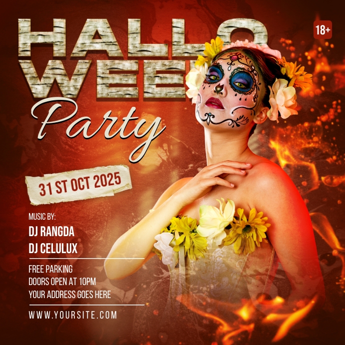 Halloween Night Party Social Media Post Template | PosterMyWall