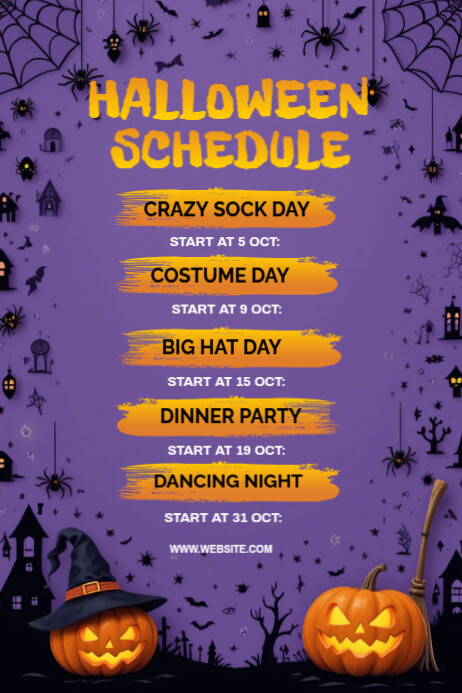 Halloween Night Schedule Poster Template | PosterMyWall