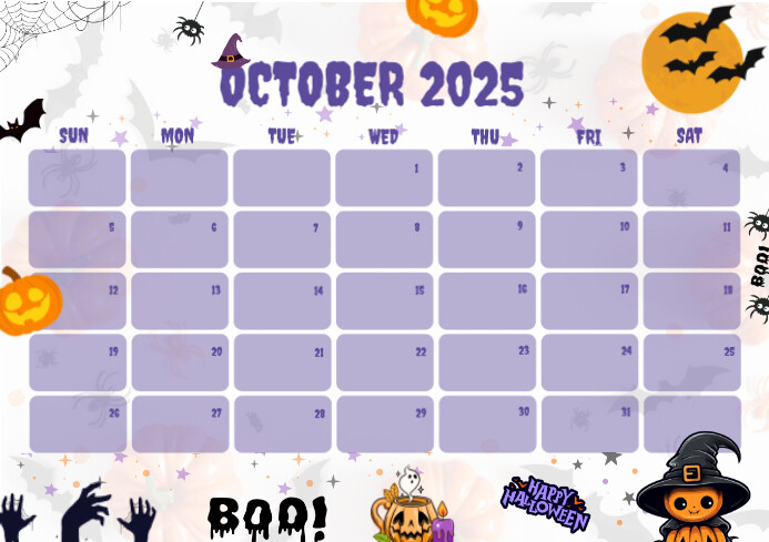Copy of Halloween October 2025 Calendar | PosterMyWall