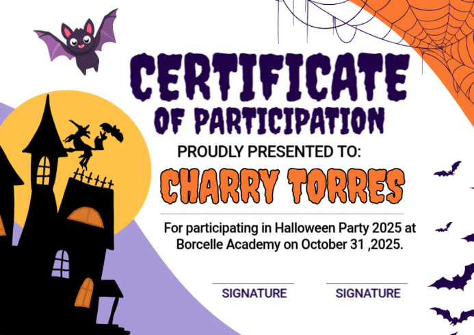 Halloween Participation Certificate Template | PosterMyWall