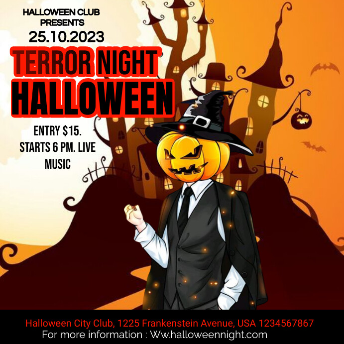 halloween party , halloween club event , hall Template | PosterMyWall