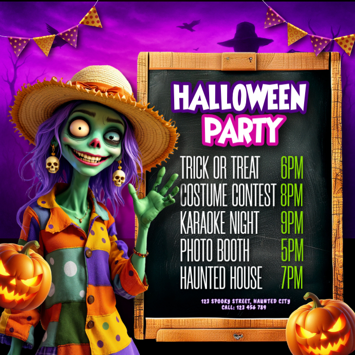 Halloween Party Instagram Post Template | PosterMyWall