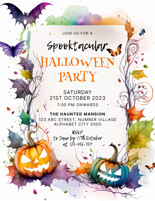 Halloween Party Invitation Flyer Template | PosterMyWall