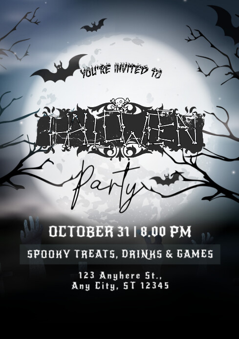 Halloween Party Invitation Flyer Template | PosterMyWall