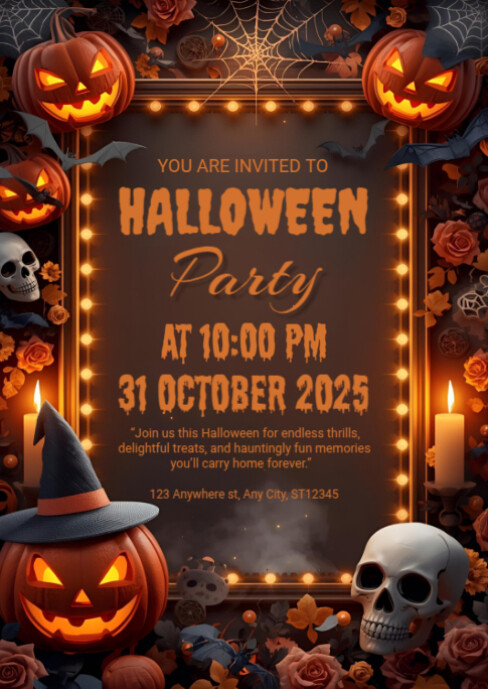 Halloween Party Invitation Flyer Template. | PosterMyWall