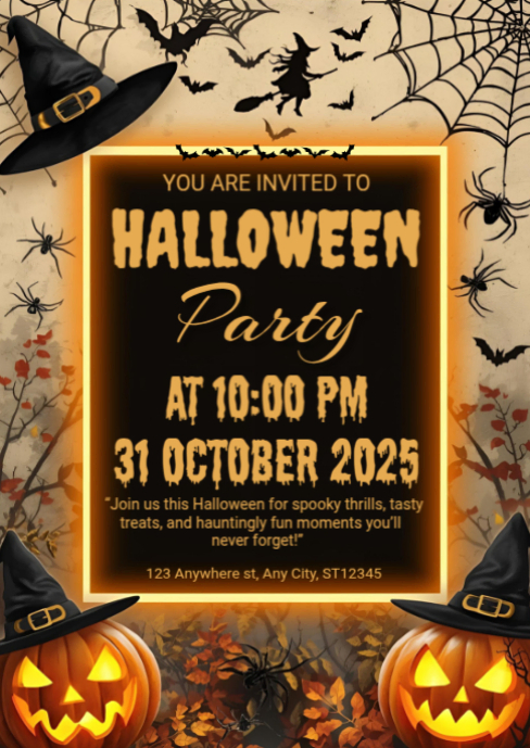 Halloween Party Invitation Flyer Template. | PosterMyWall
