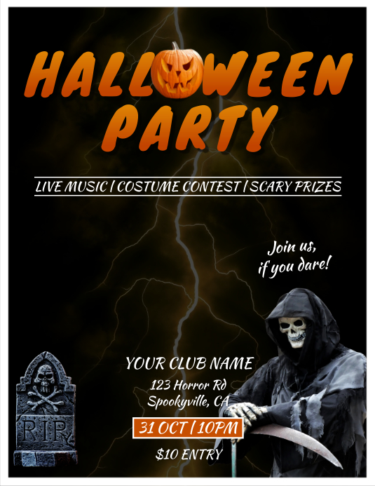 Halloween Party Invitation Poster Template | PosterMyWall