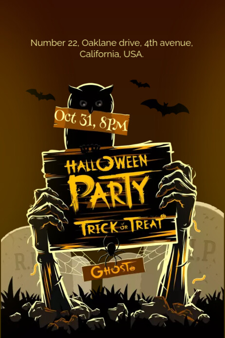 Halloween Party Invitation Poster Template | PosterMyWall
