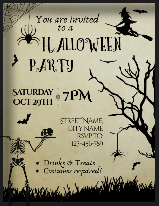 Halloween Party Invitation Printable Template | PosterMyWall