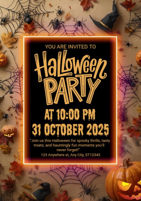Halloween Party Invitation Template 2025. | PosterMyWall