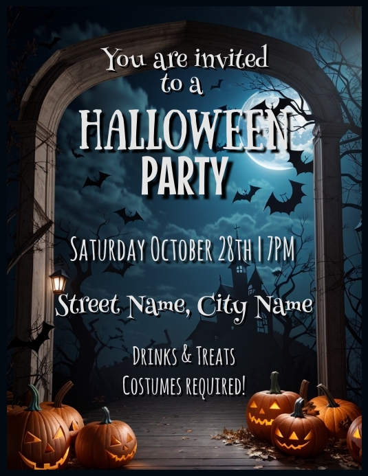 Halloween Party Invitation Template Printable | PosterMyWall