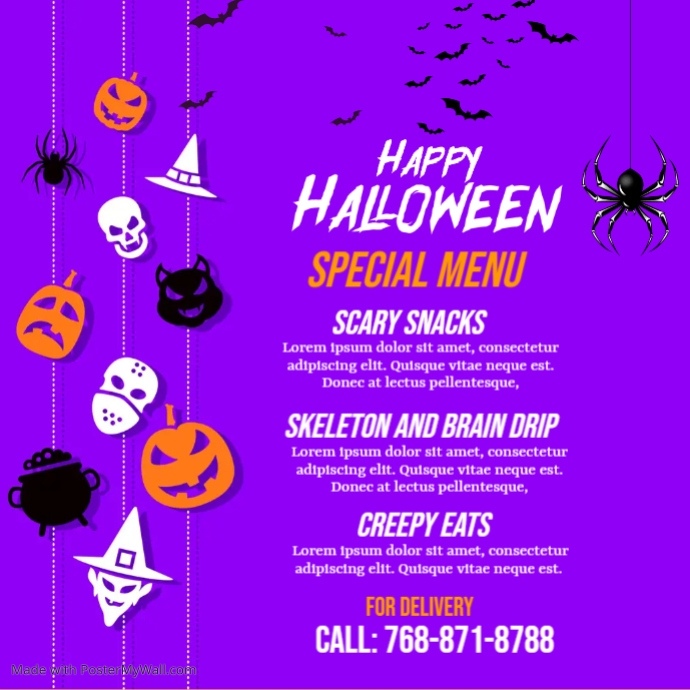 Halloween Party Menu Banner 4 X6 Template | PosterMyWall