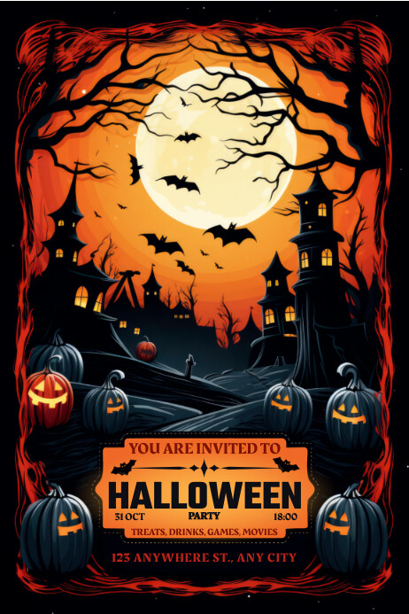 Plantilla de Halloween Party Poster | PosterMyWall