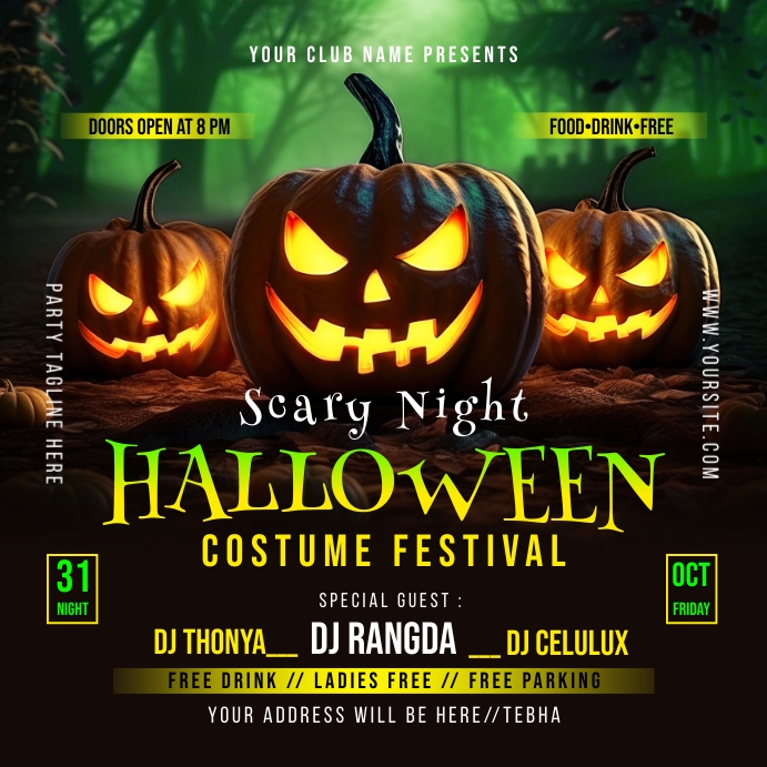 Halloween Party Social Media Post Template | PosterMyWall