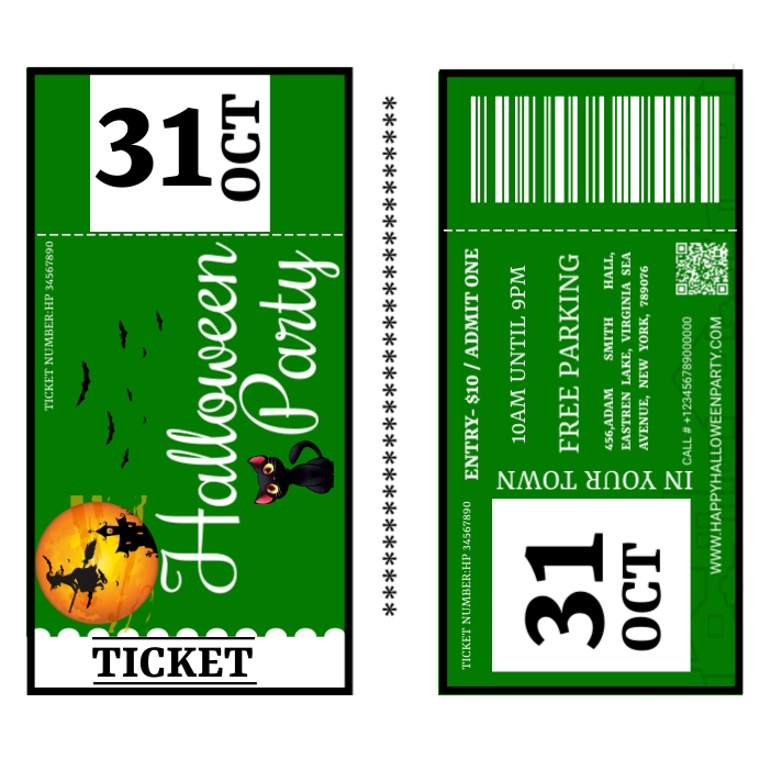 Halloween Party Ticket Template | PosterMyWall