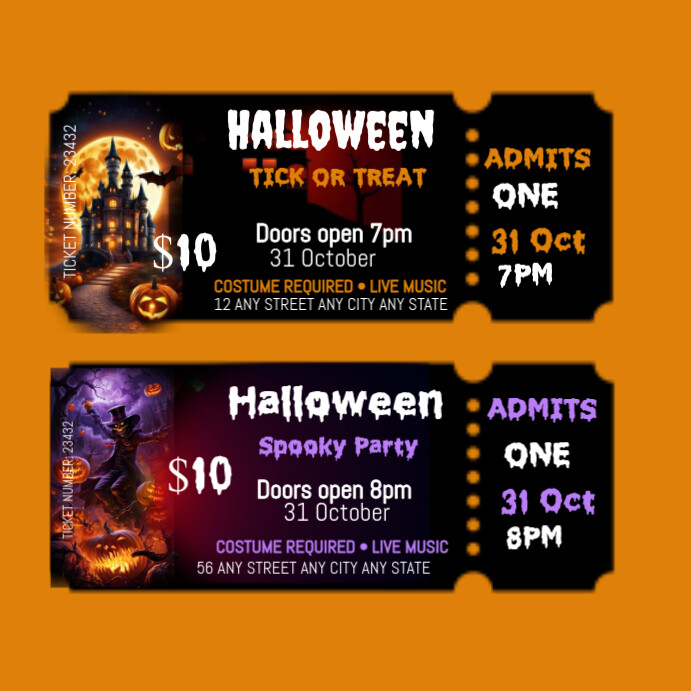 Halloween party ticket Template | PosterMyWall