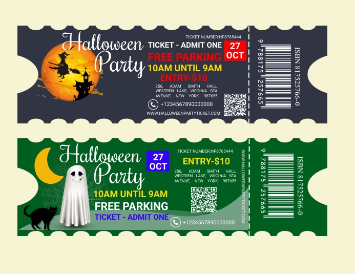 Halloween Party Ticket Template | PosterMyWall