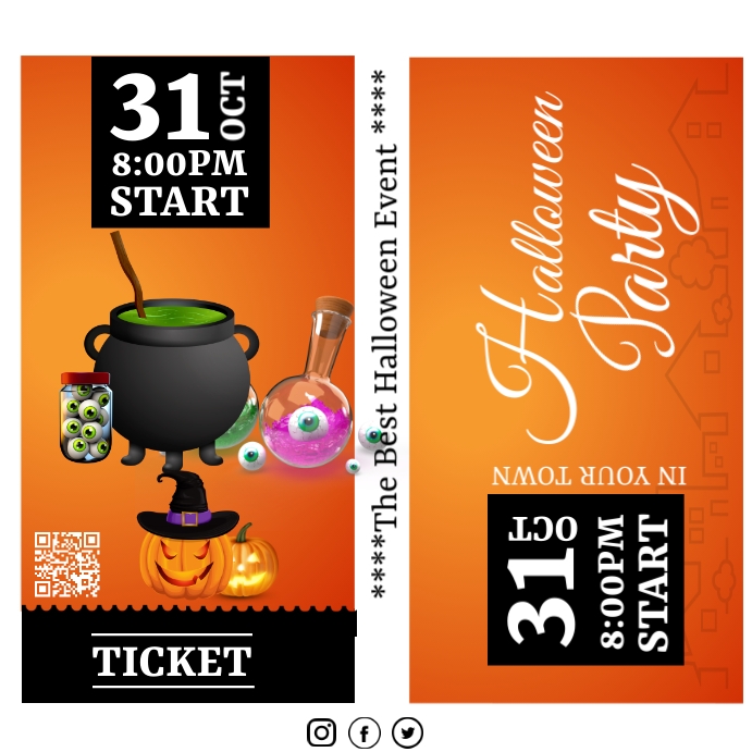 Halloween Party Ticket Template | PosterMyWall