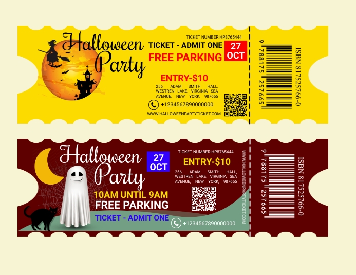 Halloween Party Ticket Template | PosterMyWall