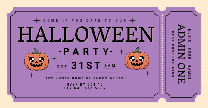 Halloween party ticket Template | PosterMyWall