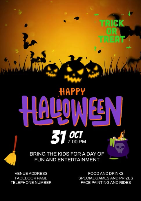 Plantilla de Halloween Party Trick or Trick Template | PosterMyWall