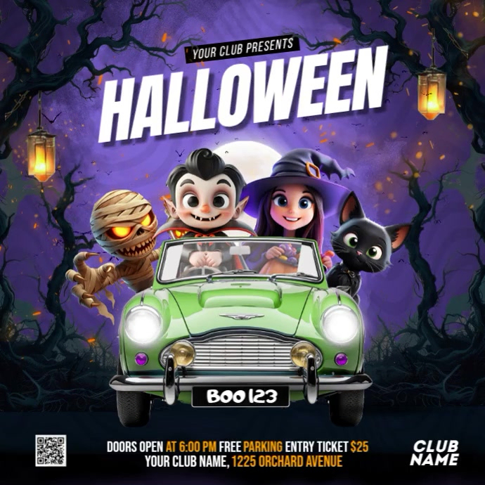 Halloween Party Video Flyer – Spooky Club Event Invitation Template ...