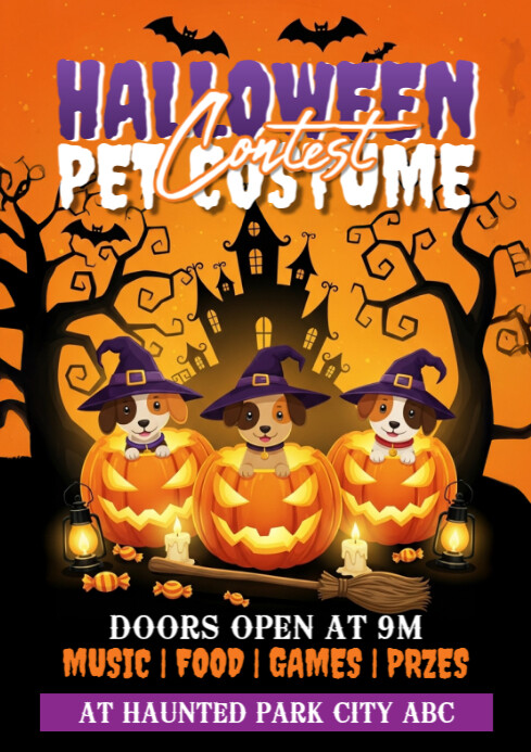 Halloween Pet Costume Contest A4 Template | PosterMyWall