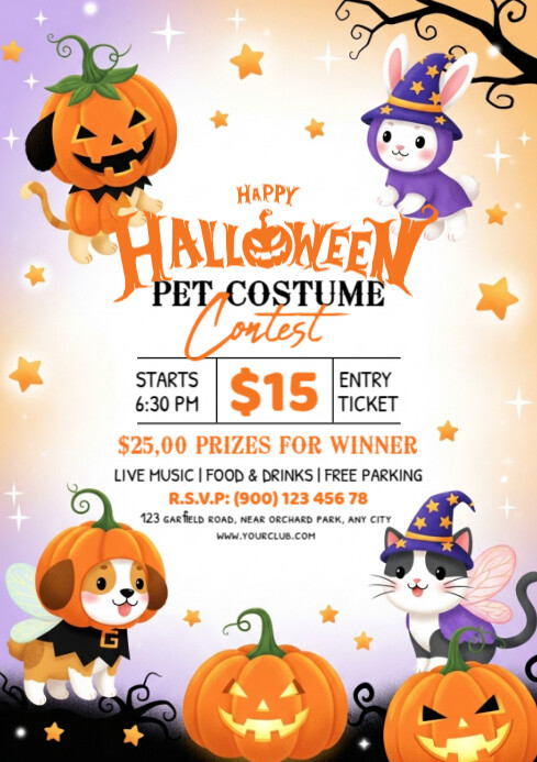 Halloween Pet Costume Contest A4 Template | PosterMyWall