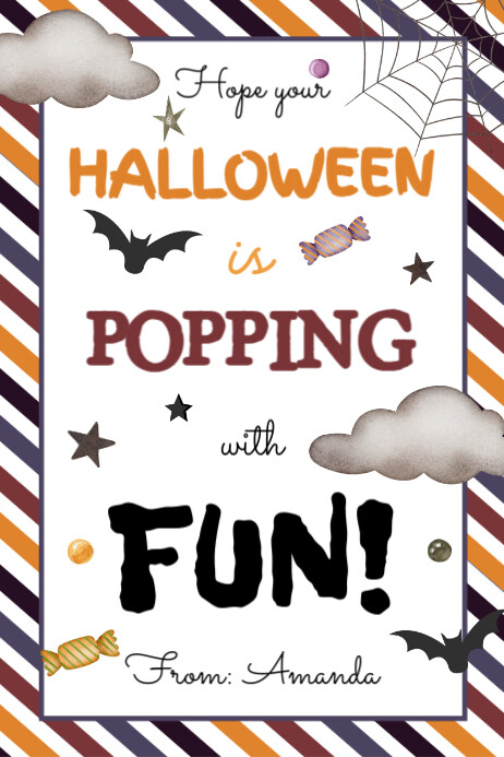 Plantilla de Halloween Popcorn Gift Tags Printable, | PosterMyWall