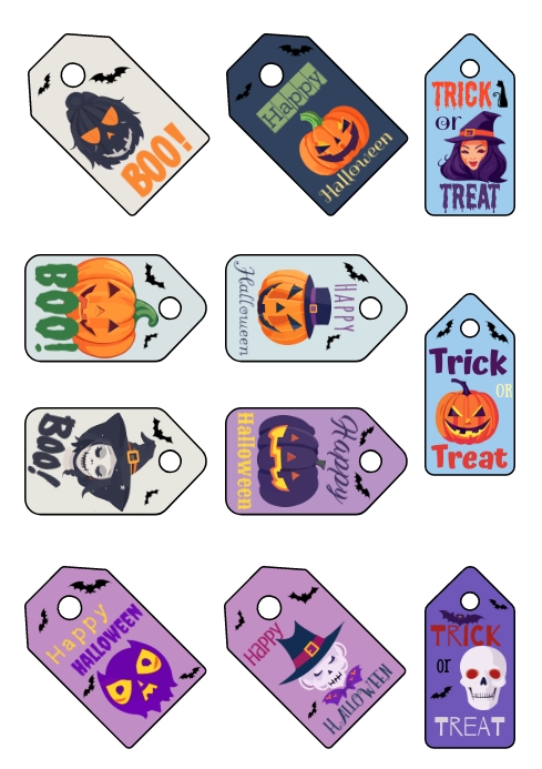 Halloween Printable Tags Colorful cartoon fre Template | PosterMyWall