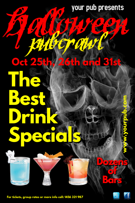 Halloween Pub Crawl Poster Template | PosterMyWall