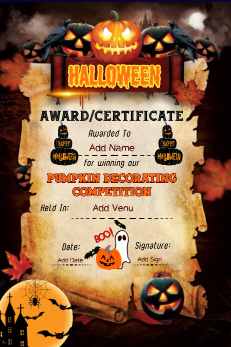 halloween pumpkin carving award poster (1) Template | PosterMyWall