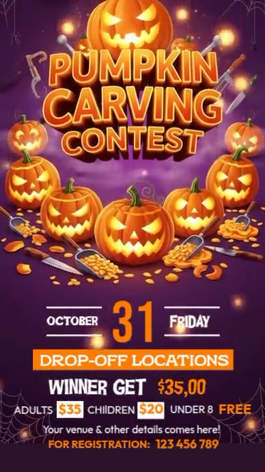 Halloween Pumpkin Carving Contest Template | PosterMyWall
