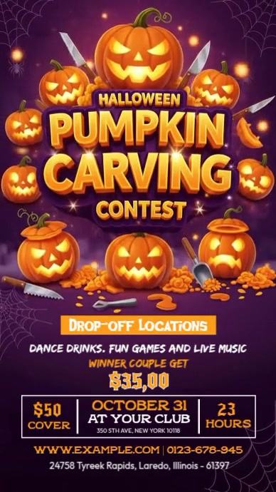 Halloween Pumpkin Carving Contest Template | PosterMyWall