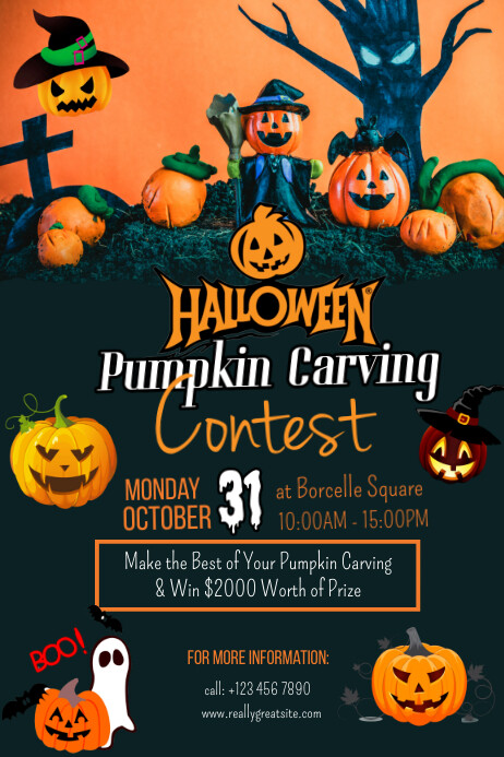 Copy of halloween pumpkin carving contest invitation | PosterMyWall