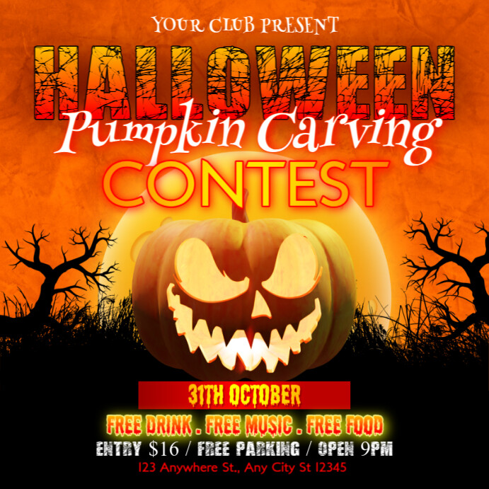 Halloween pumpkin carving contest post Template | PosterMyWall