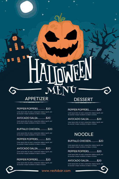Halloween Pumpkin Menu Template | PosterMyWall