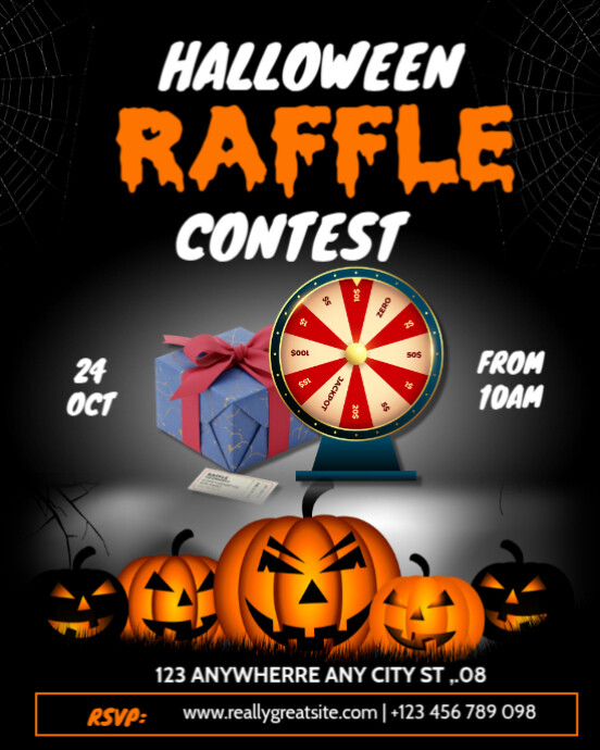 Halloween Raffle Contest Poster Template – Spooky Prize Giveaway ...