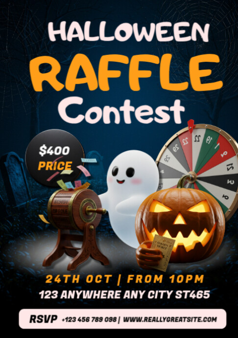 Halloween Raffle Contest Poster Template – Spooky Prize Giveaway ...